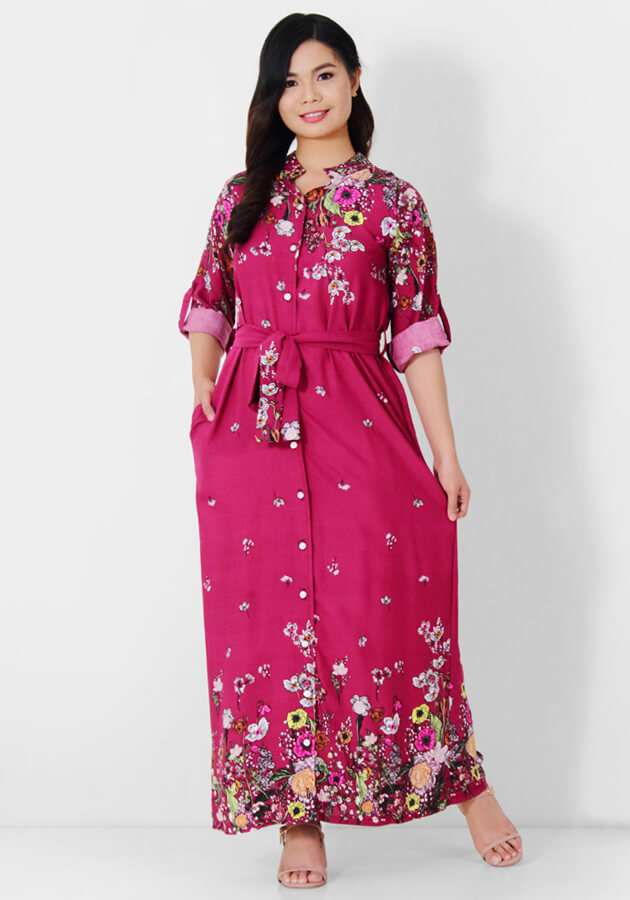 Chinese Collar Button Down Maxi Dress | Syala Collections