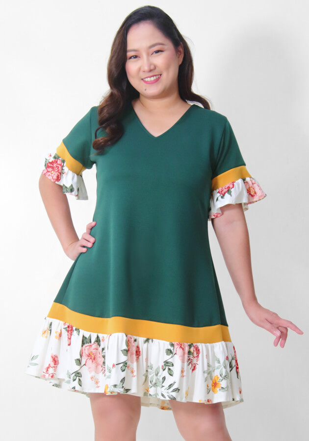 Contrast Shirred Dress | Syala Collections